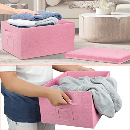 22.8qt Closet Storage Boxes with Lids Pink Folding Keepsake Storage ...
