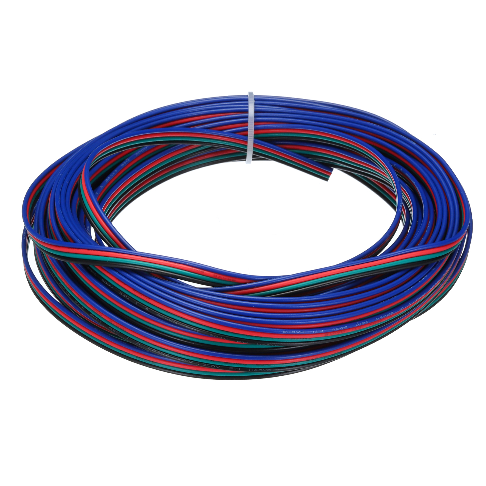 22 AWG Flat Ribbon Wire, LED Extension Cable 4 Pin, 40Ft/12M Long 1.7mm ...