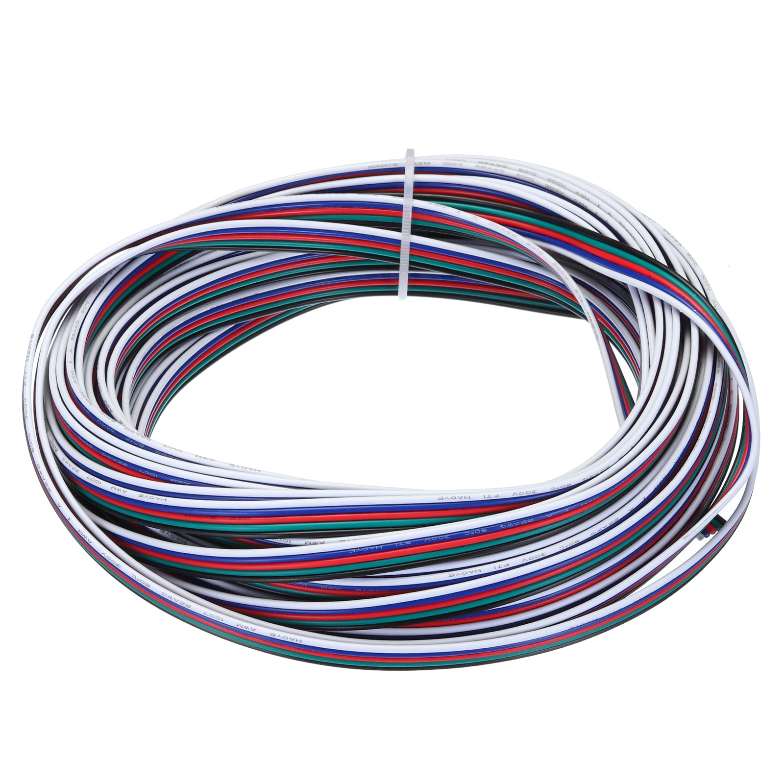22 AWG Flat Ribbon Wire, LED Extension Cable 5 Pin, 40Ft/12M Long 1.7mm ...