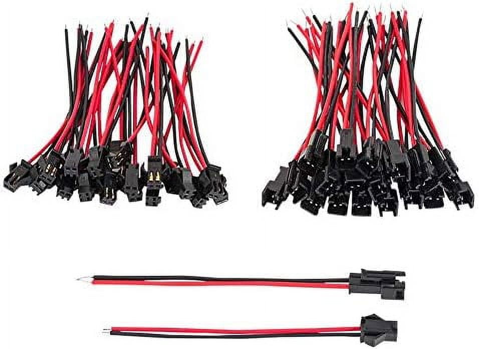 22 AWG JST SM 2-Pin Male/Female Cable Connectors, 135mm Wire, LED Light Adapter, 20 Pairs ...