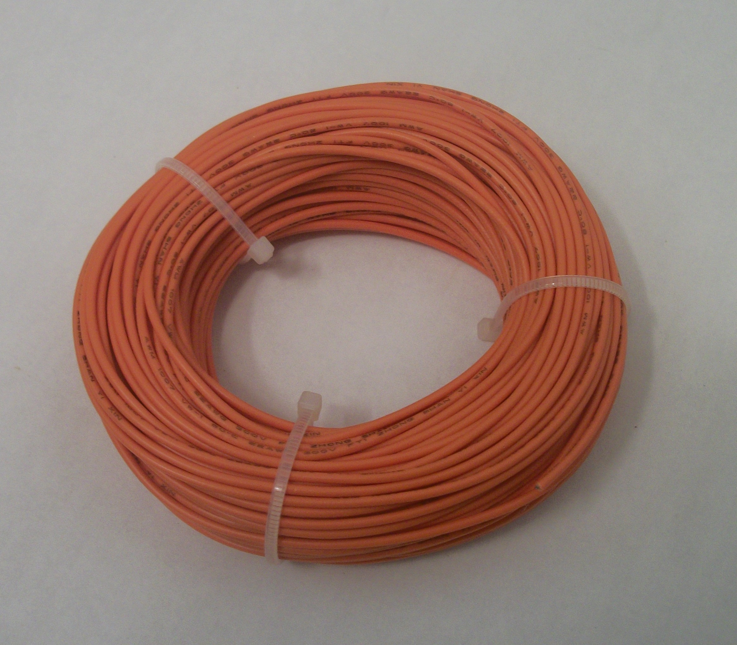 22 AWG tinned copper stranded hook up wire, 100 feet per Orange UL1007 ...