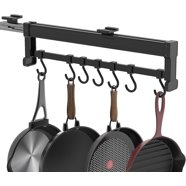 Sorbus Kitchen Wall Pot Pan Rack,With 10 Hooks,Black - Walmart.com