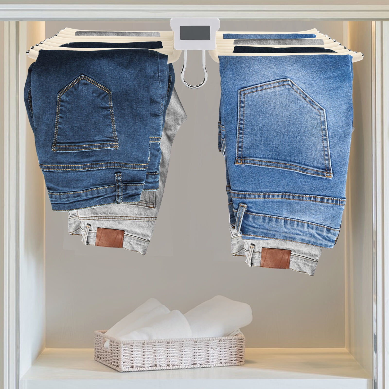 22 Arms Beige Steel Pull Out Pants Rack Pants Hanger Bar Clothes ...