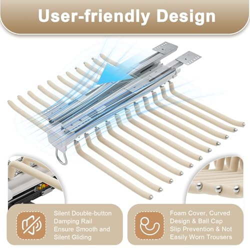 22 Arms Pull Out Trousers Rack, Steel Pull Out Pants Rack Pants Hanger ...