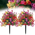22" Artificial Flowers for Outdoors with Stakes,Realistic UV Protected ...