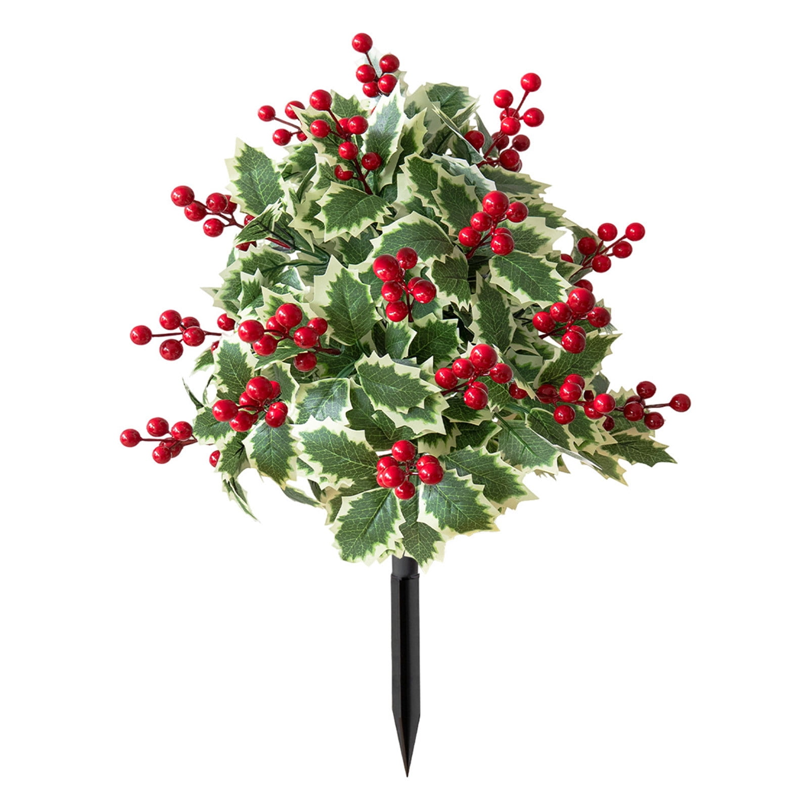 22" Artificial Holly Berry Trees with Ground Spikes, Outdoor Christmas ...