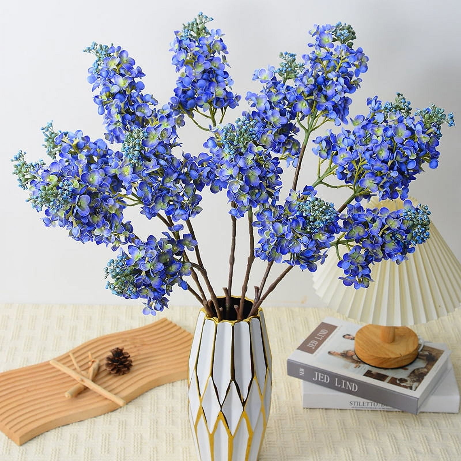 22” Artificial Lilac Flower Branch Real Touch Gradient Purple Fake ...
