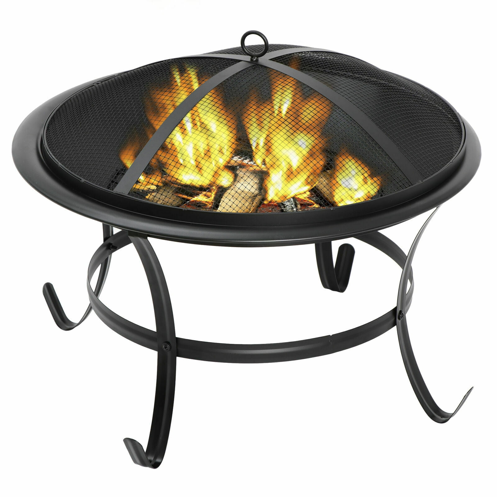 22" Black Metal Fire Pit Heater Backyard Wood Burning Patio Deck Stove ...