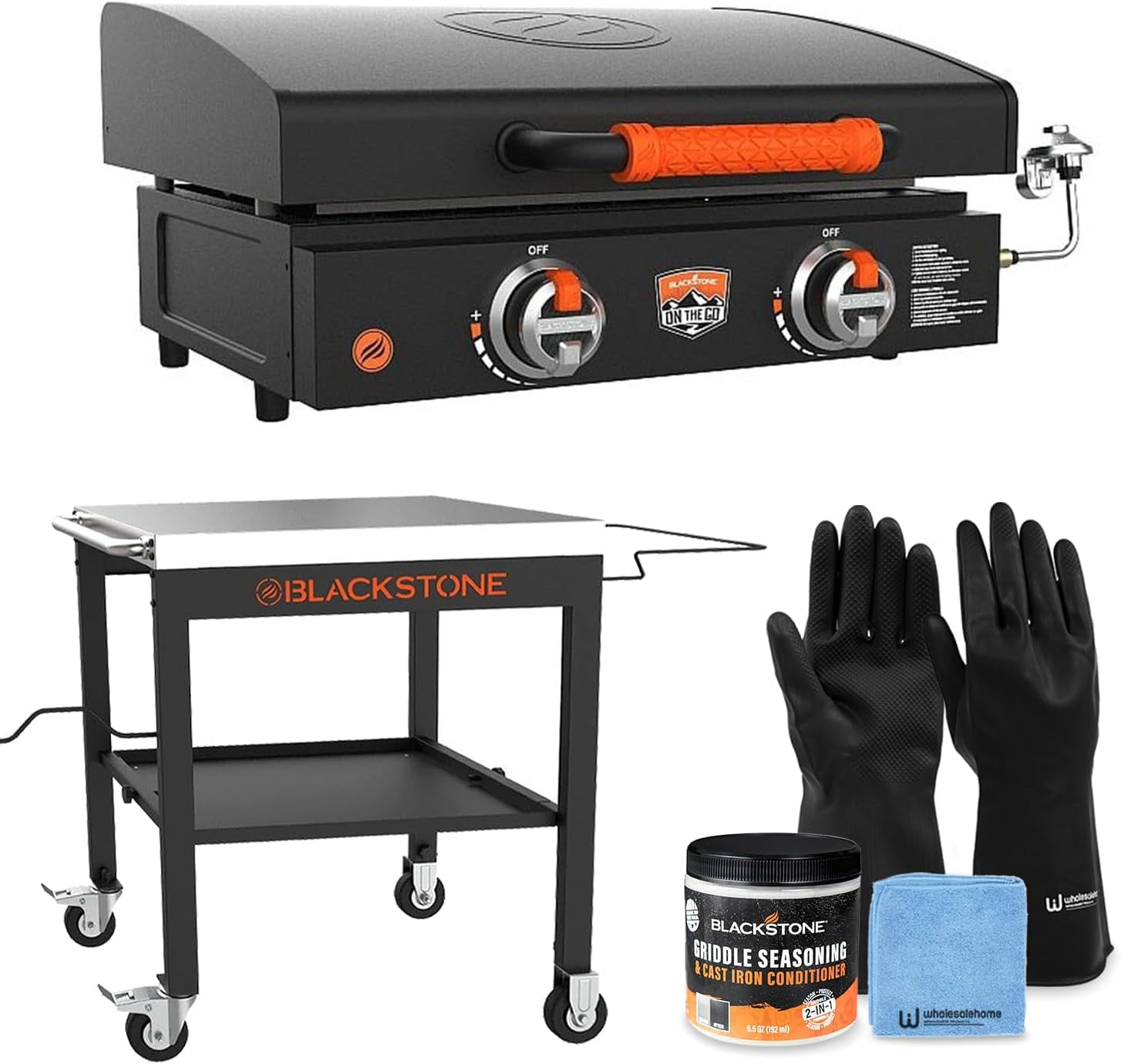 22" Blackstone Griddle with Lid, Nonstick Tabletop Gas Griddle Outdoor Combo with Blackstone ...