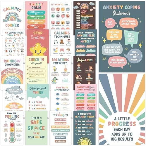 22 Calming Corner Poster, 11x17in Matte-Laminated Educational Calm Down ...