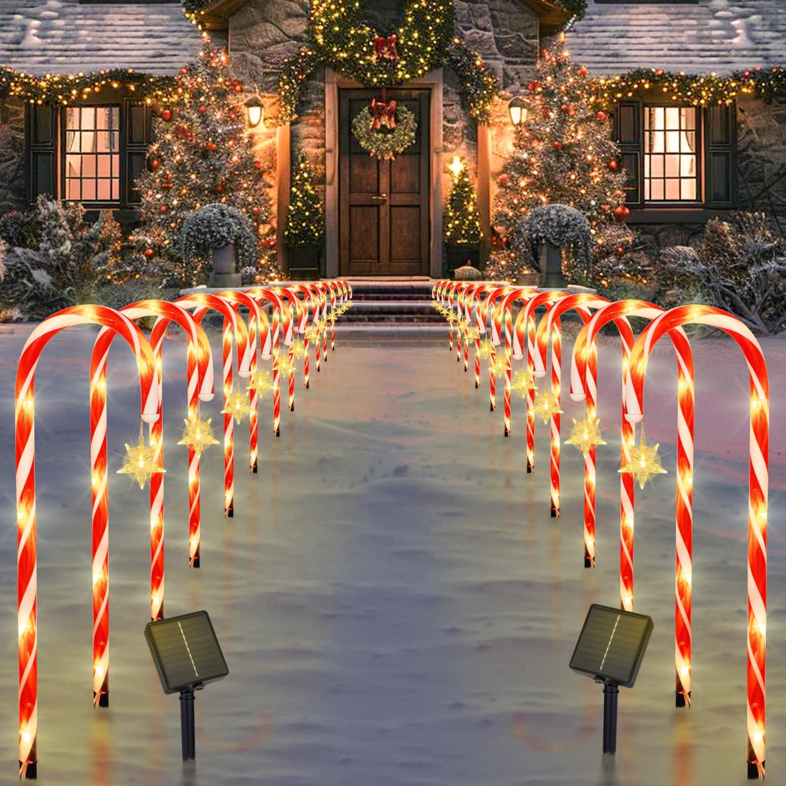 22" Candy Cane Lights Outdoor Pathway 2PK 24 Candy Cane Christmas ...