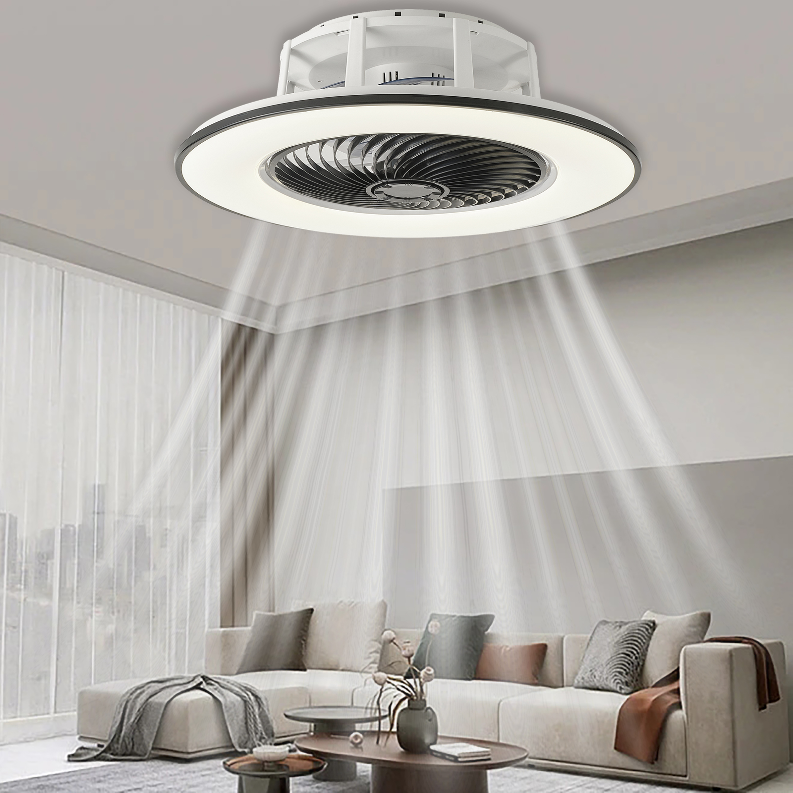 22" Indoor Ceiling Fans with Lights, Remote Control, Enclosed LED 48W 3 ...