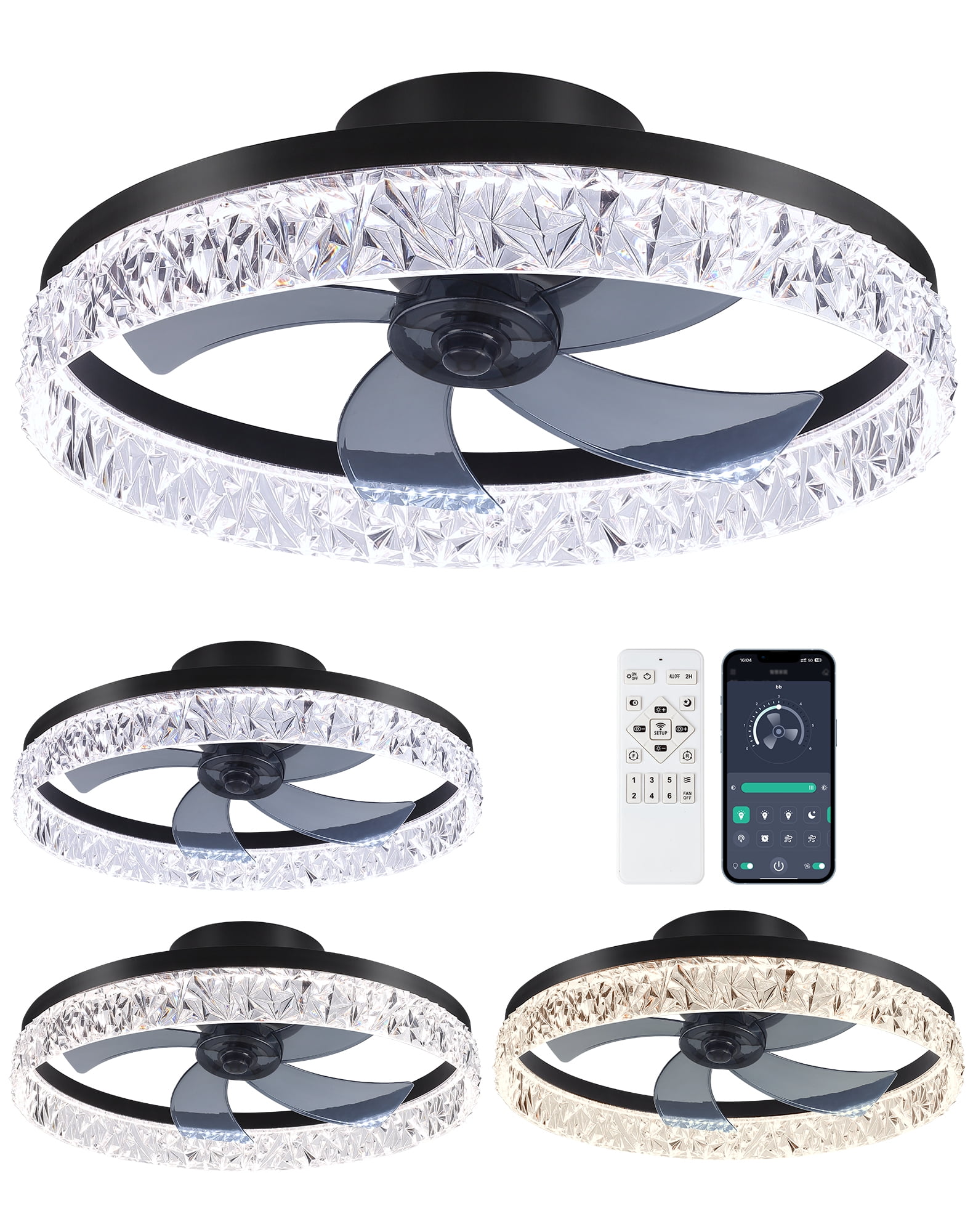 22" Ceiling Fans with Lights and Remote Low Profile Ceiling Fan LED ...