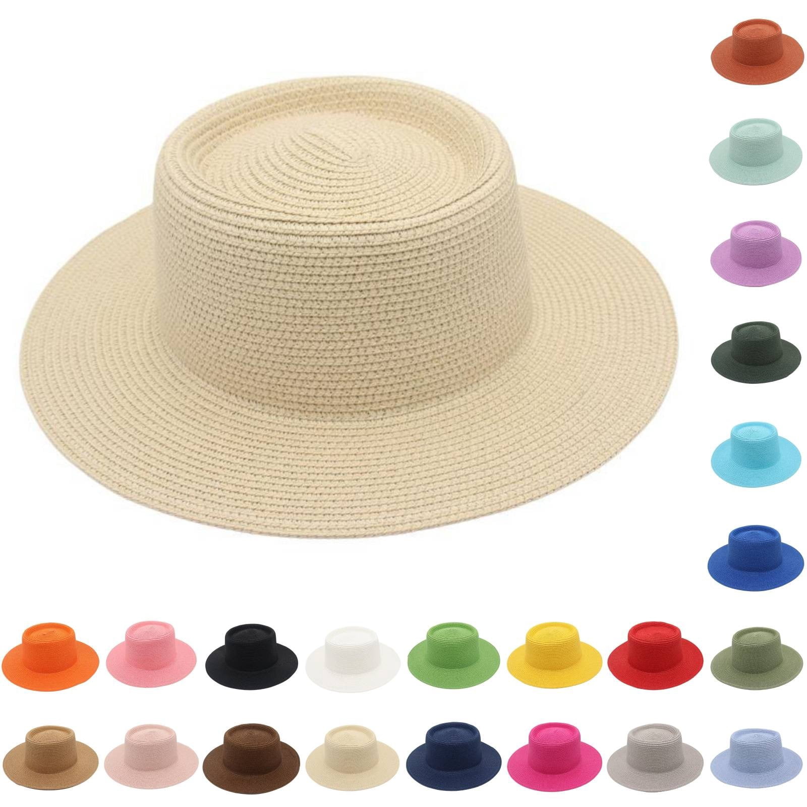 22 Color Straw Sun Hat for Women LSQii Casual UPF 50+ Flat Top Summer ...