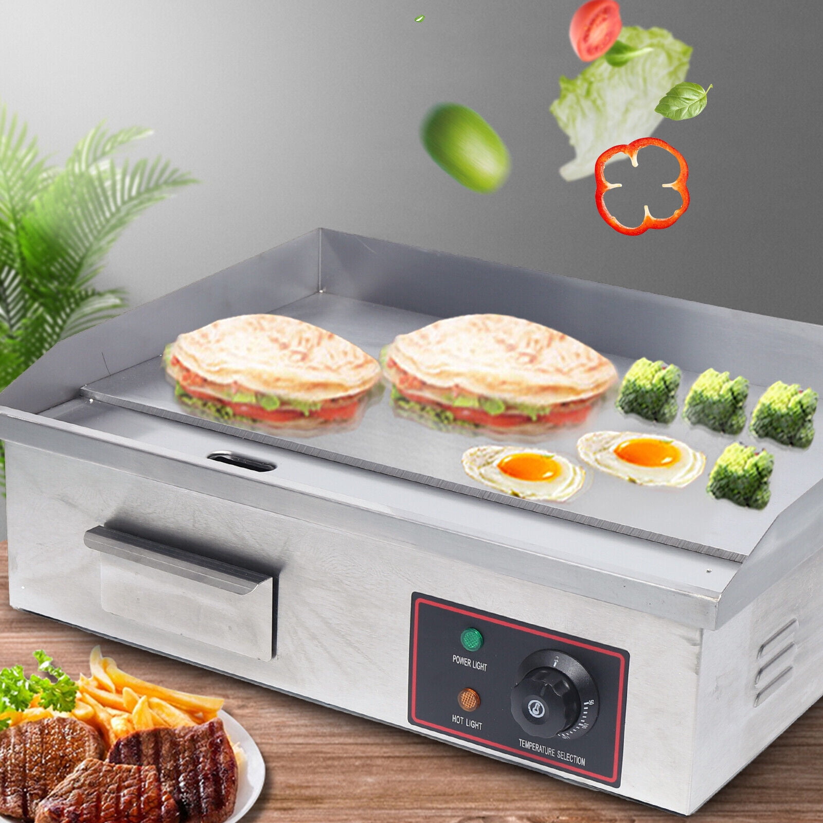 22" Commercial Electric Griddle Flat Top Grill Hot Plate BBQ Countertop ...