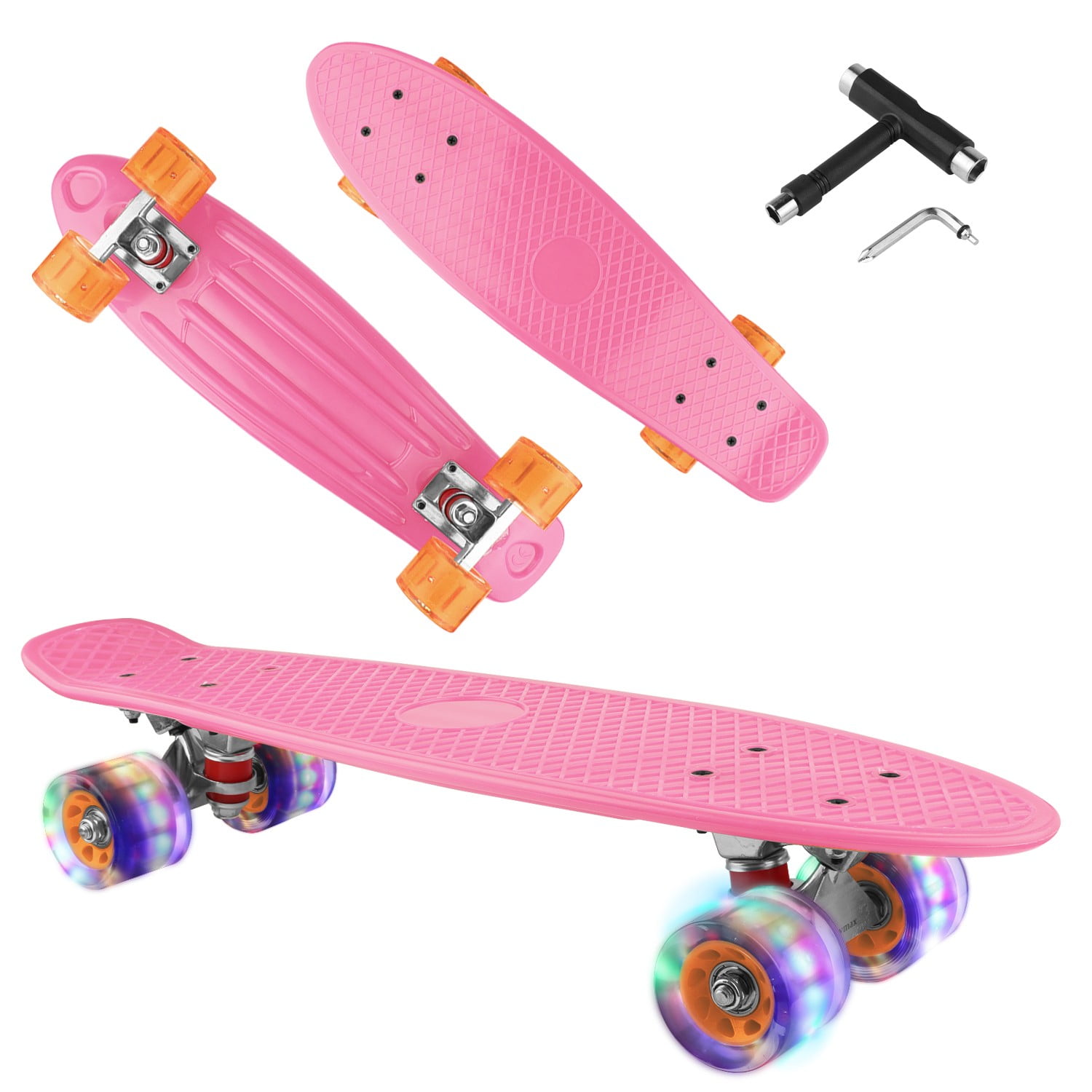 22" Complete Mini Cruiser Skateboard for Beginners Youths Teens Girls ...