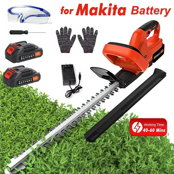 22'' Cordless Hedge Trimmer 24V Bush Trimmer Handheld Hedge Cutter W/2 ...