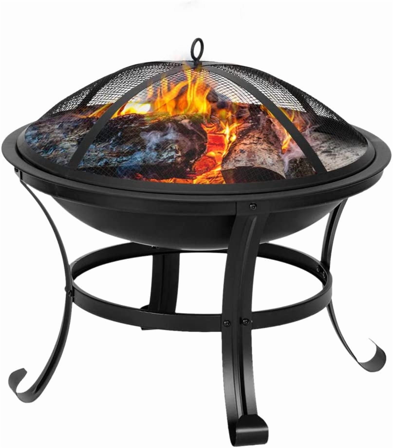 22" Curved Feet Iron Brazier Wood Burning Fire Pit Decoration for ...