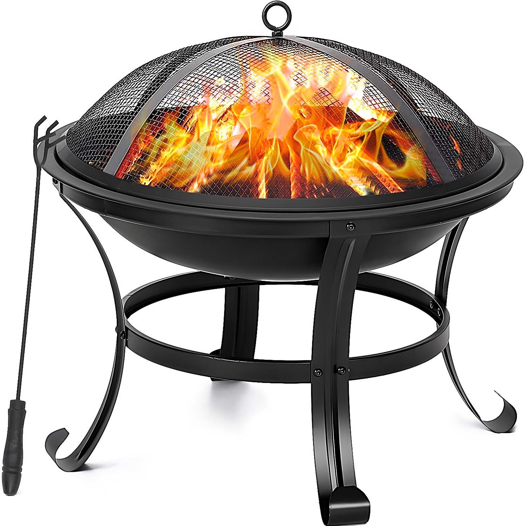 Gladwin Lightweight Concrete Outdoor Wood Burning Square Fire Pit, Dark ...