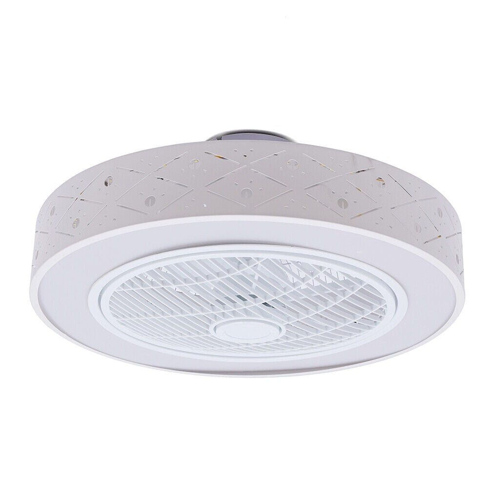 22'' Dimmable Flush Mount Ceiling Fan with Light,Enclosed Round LED ...