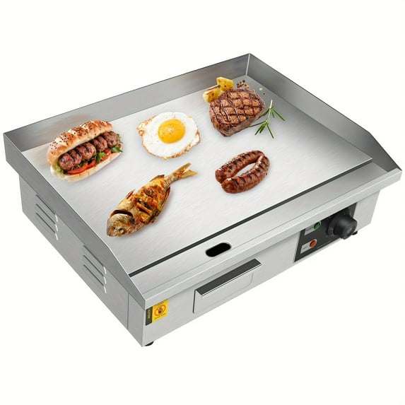 22"Electric Countertop Flat Top Griddle 1600W 110V, Commercial Electric ...