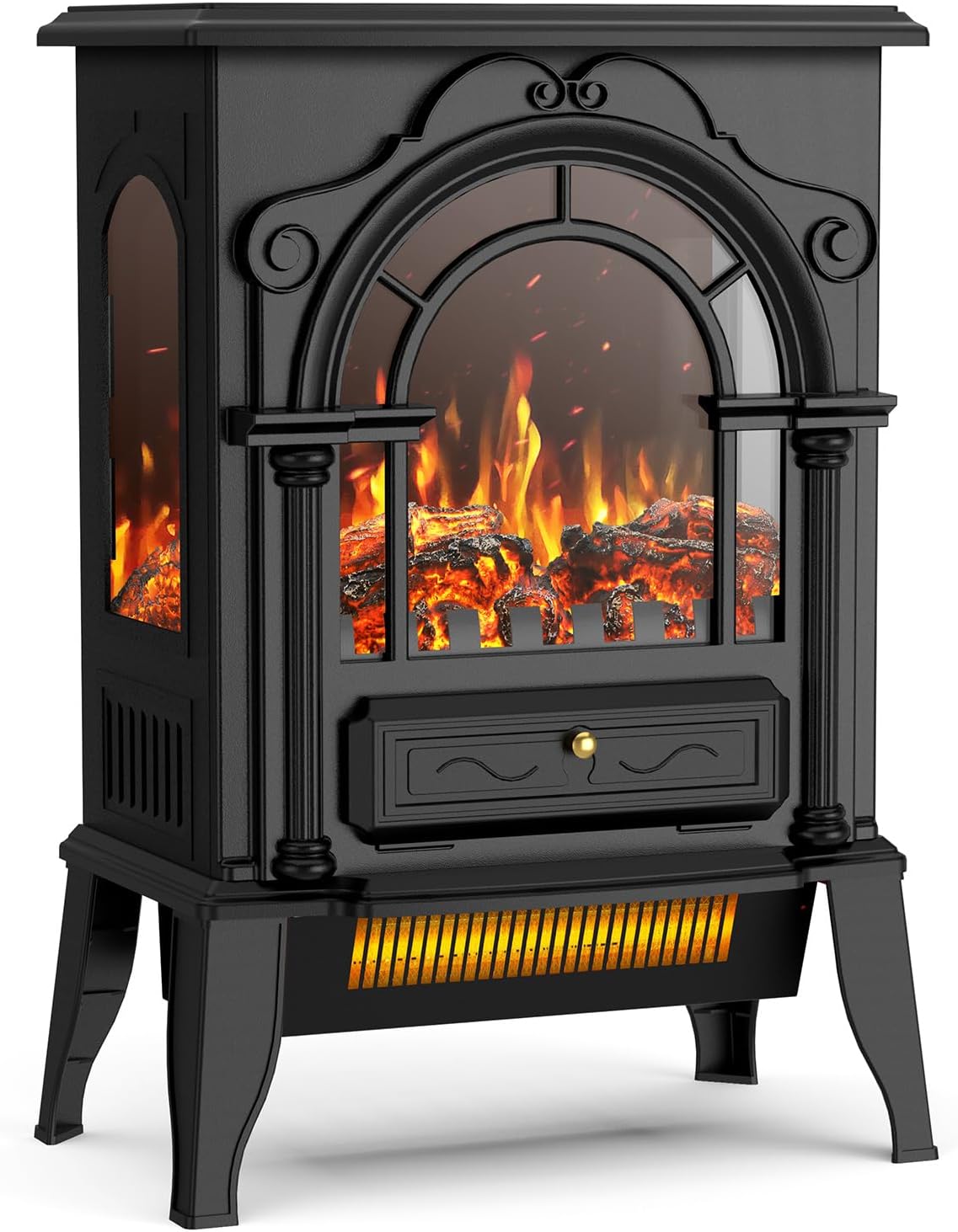 22" Electric Fireplace Heater, Freestanding Electric Fireplace w/3D ...