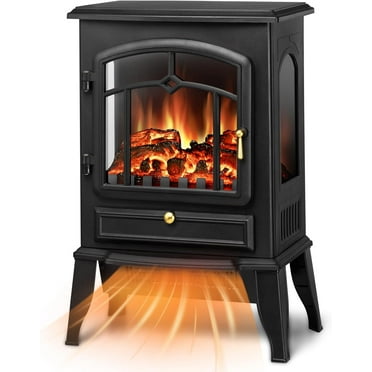 22" Free Standing Electric Fireplace Stove, Fire Place Heater with ...