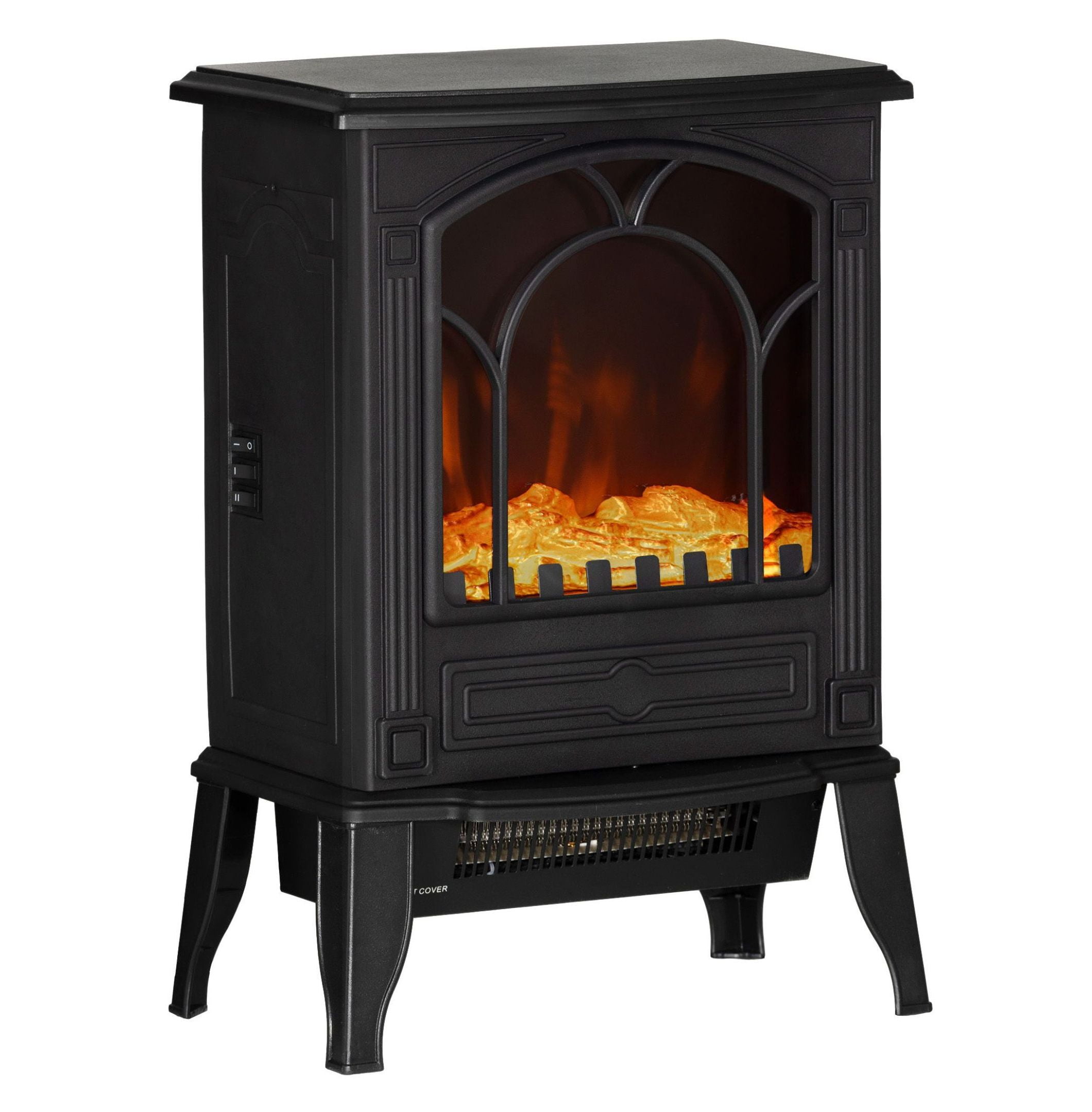 22" Electric Fireplace Stove, Free Standing Heater with Flame Effect ...