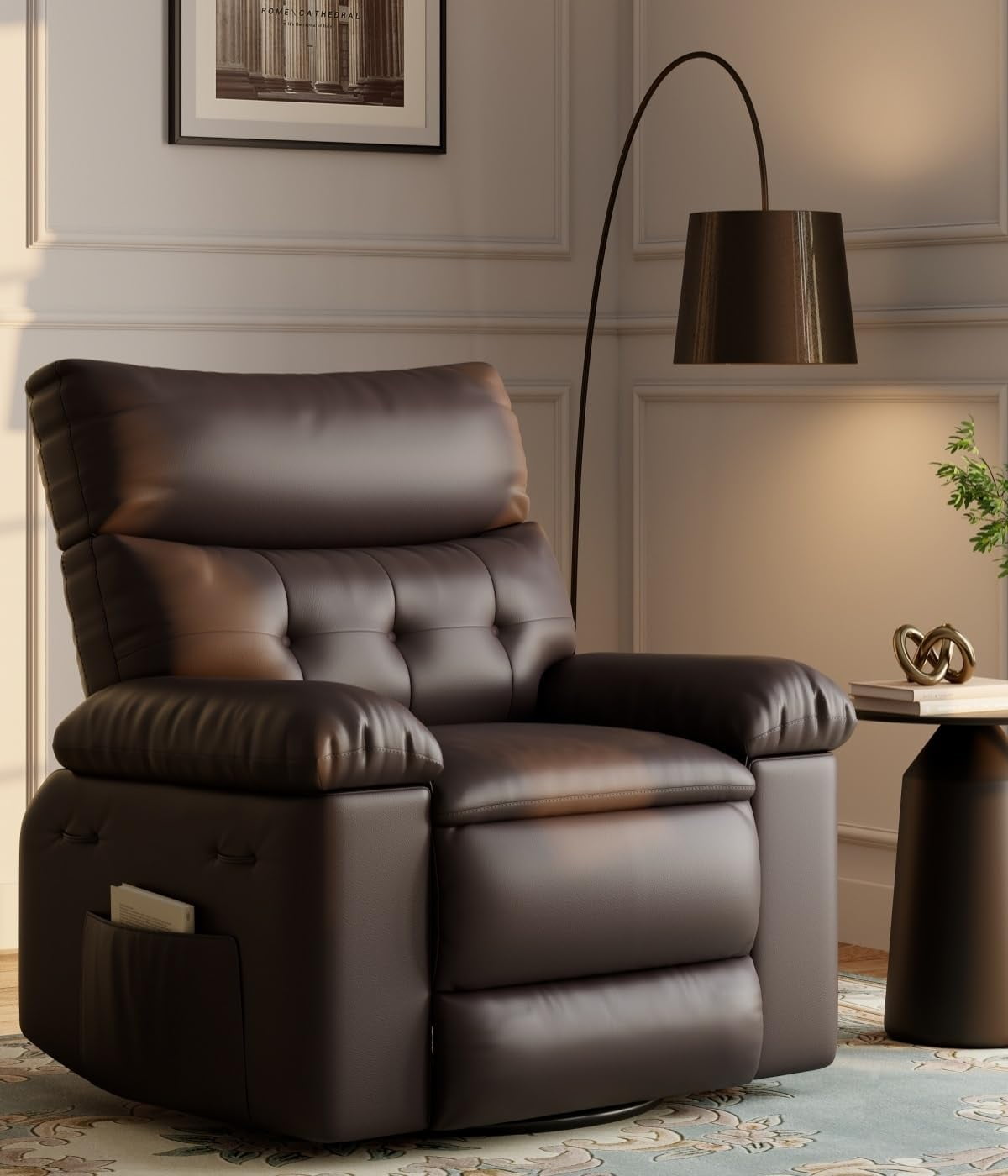 22” Extra-Large Recliner Chair with Heat and Massage, 360° Swivel ...