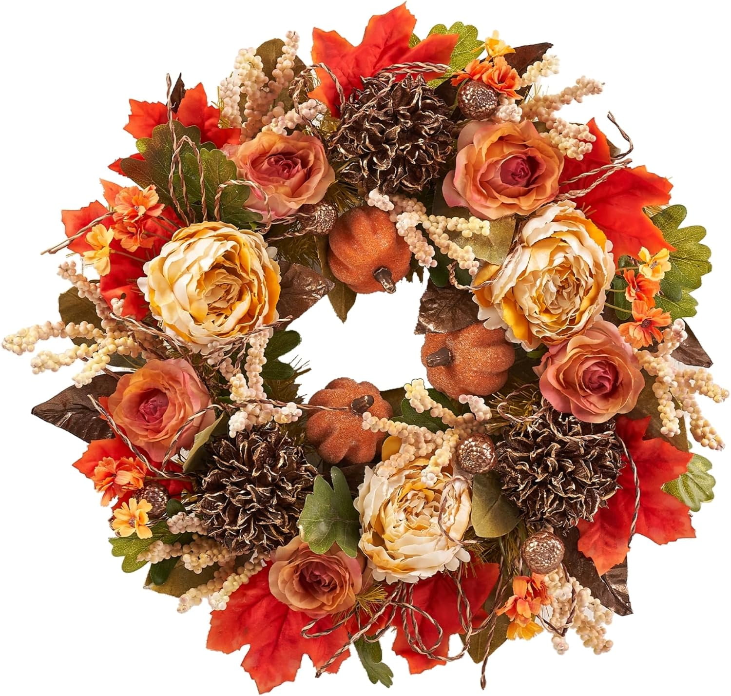 22" Fall Harvest Mixed Wreath - Premium Handcraft Fall Wreaths for ...
