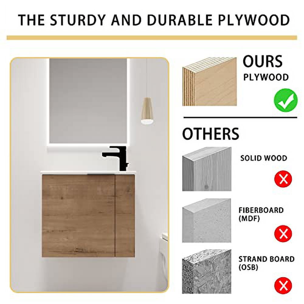 22" Floating Bathroom Vanity with Sink, 22 Inch Single Sink Wall ...