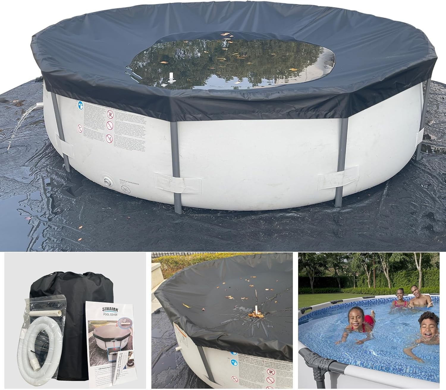 22 Ft Pool Cover, with Automatic Drain Round Pool Cover, One-Piece ...