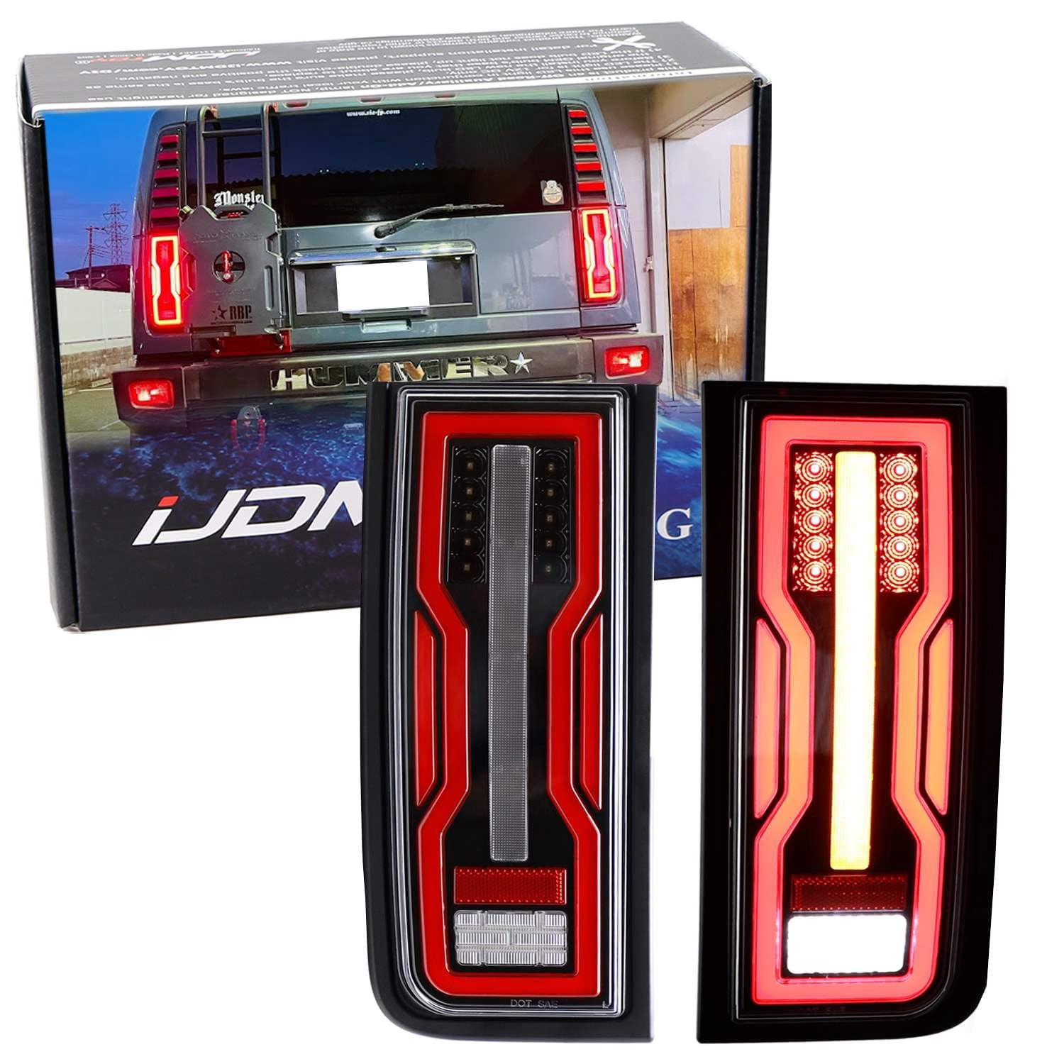 22'GMC Hummer EV Style Clear Lens Full LED Tail Lights w/Turn Signal ...