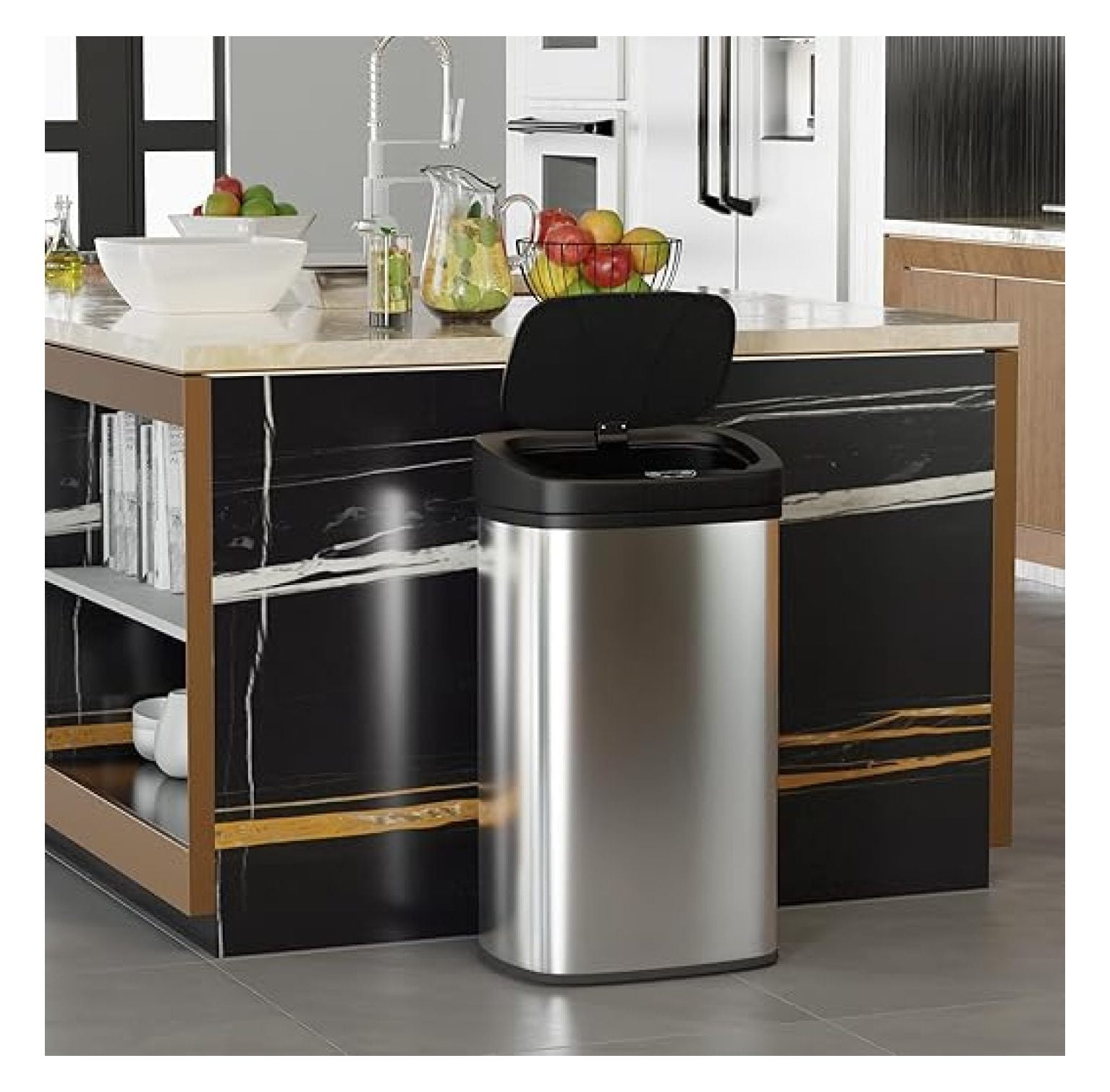 22 Gallon Big Kitchen Trash Can with Lid, Automatic Sensor Garbage Can ...