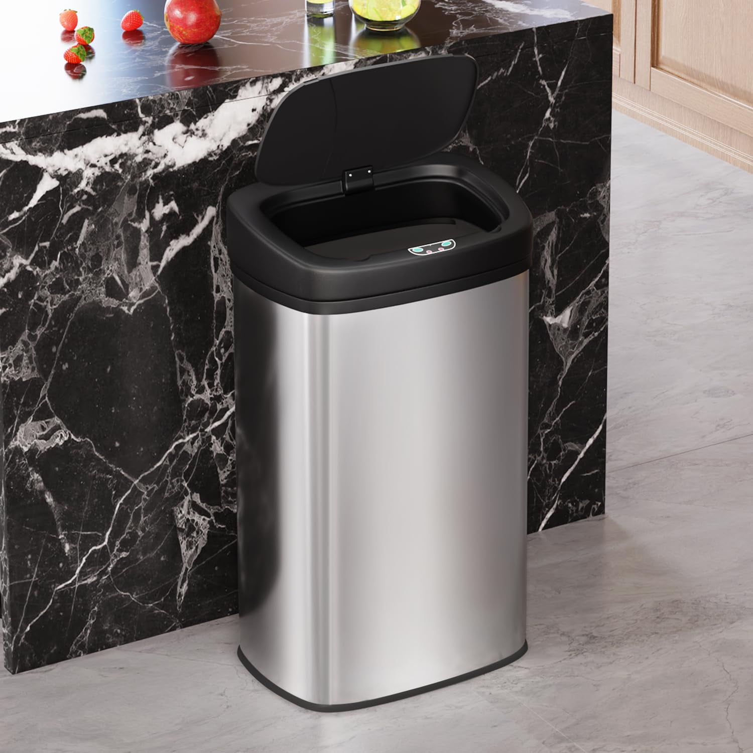 22-Gallon Stainless Steel Touchless Trash Can with Auto Sensor Lid ...