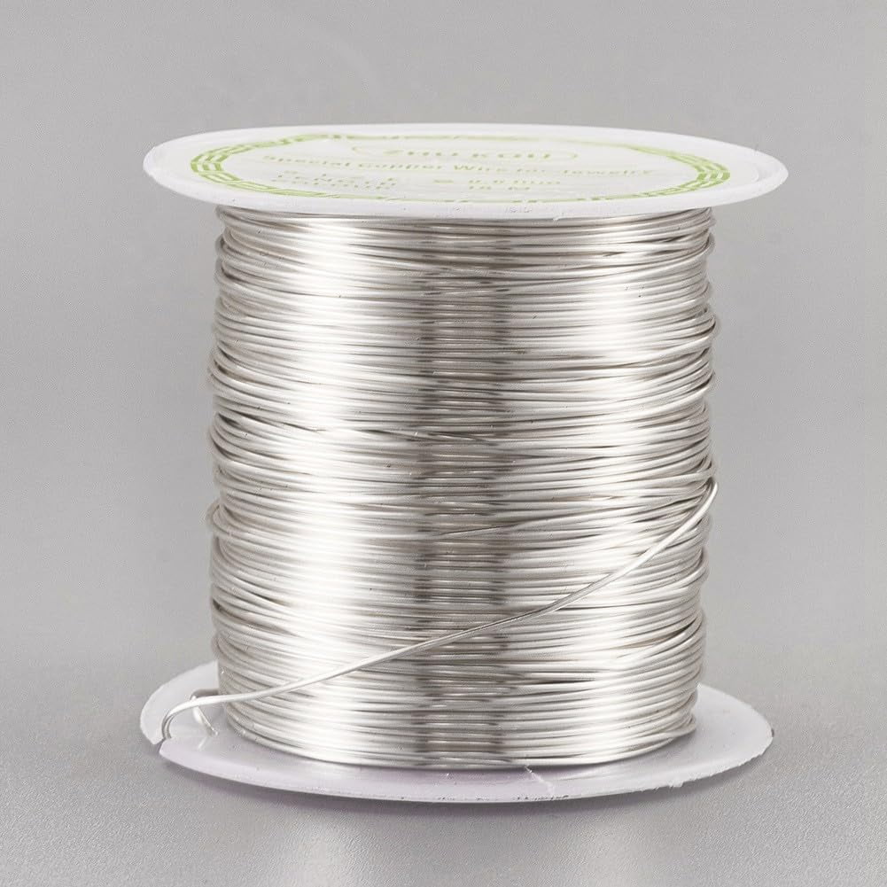 22 Gauge(0.6mm) 59.05 Feet(18m) Round Copper Wire Silver Copper Beading ...