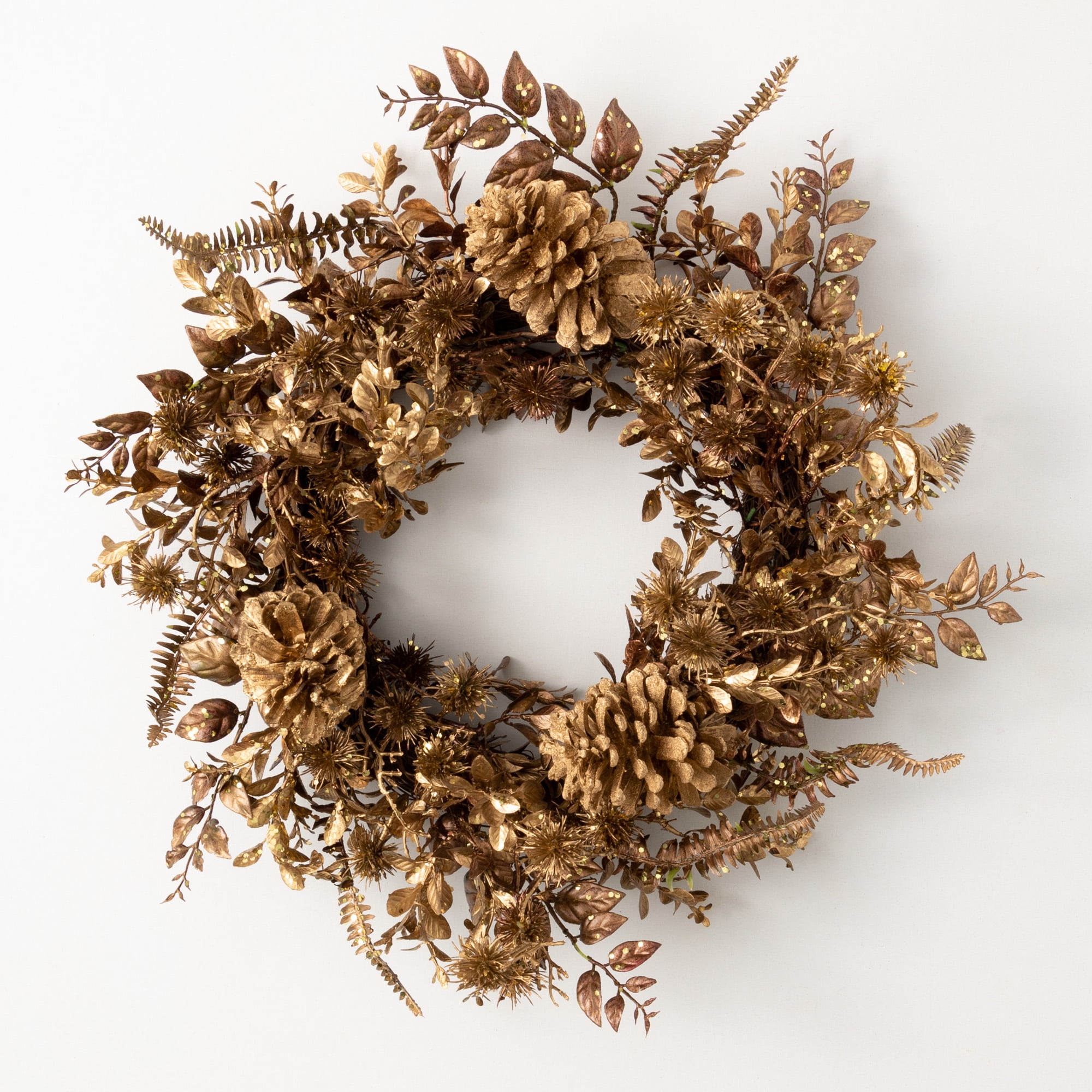 22"H Sullivans Burnished Gold Foliage Wreath, Gold - Walmart.com