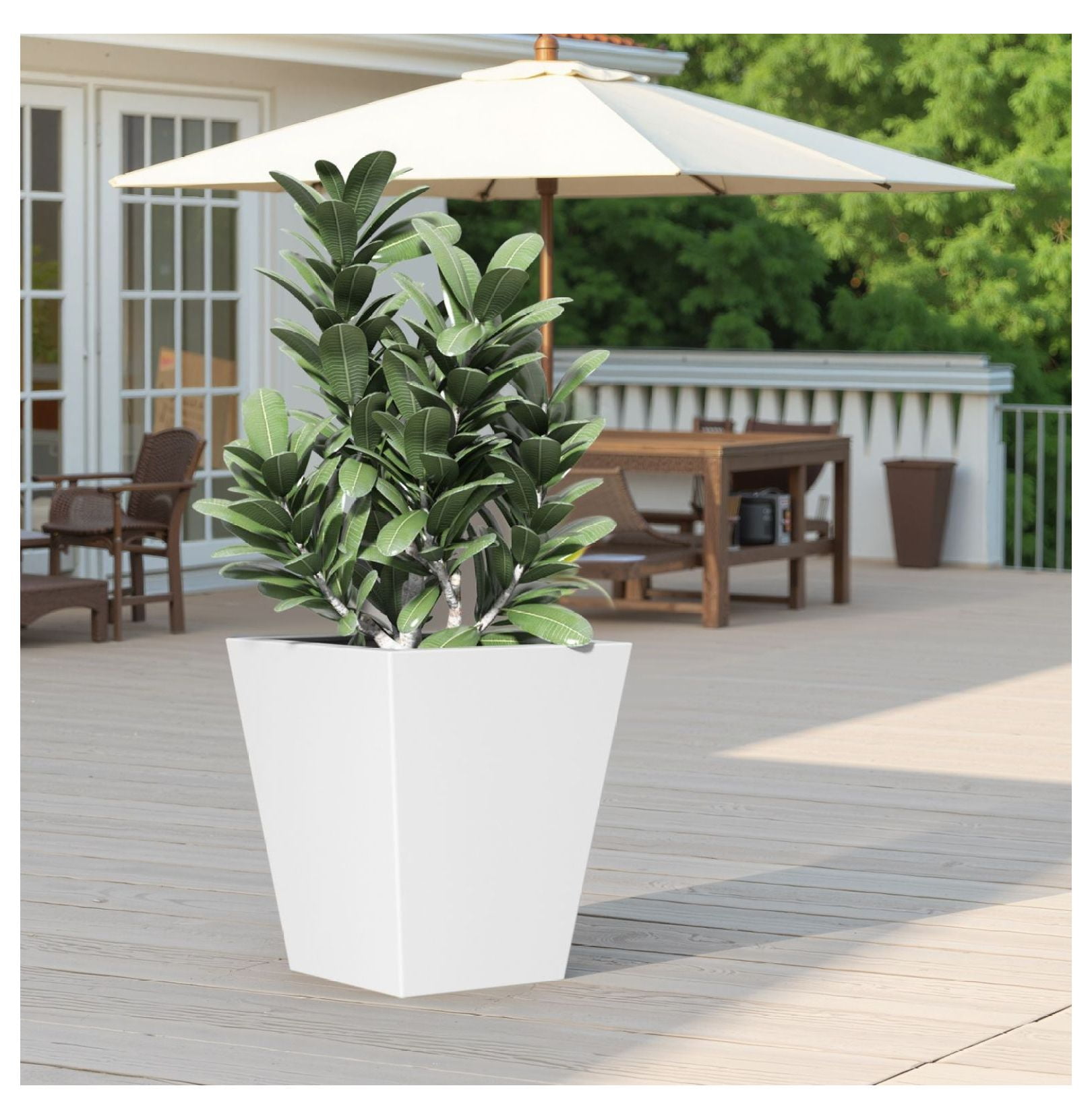 22" H Tall Mental Tapered Planter – Large Outdoor & Indoor Garden Plant ...