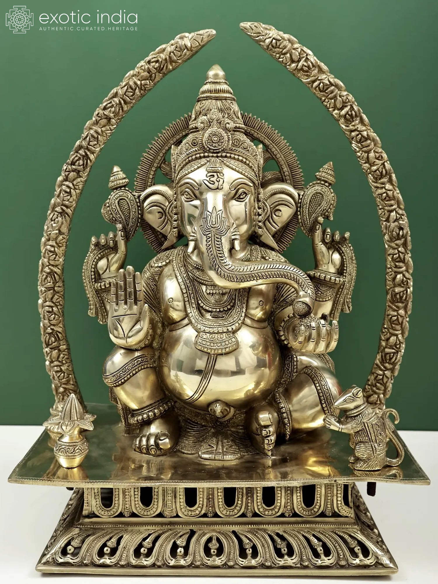 22" Handmade Bhagawan Ganesha with Arch - Brass - Walmart.com