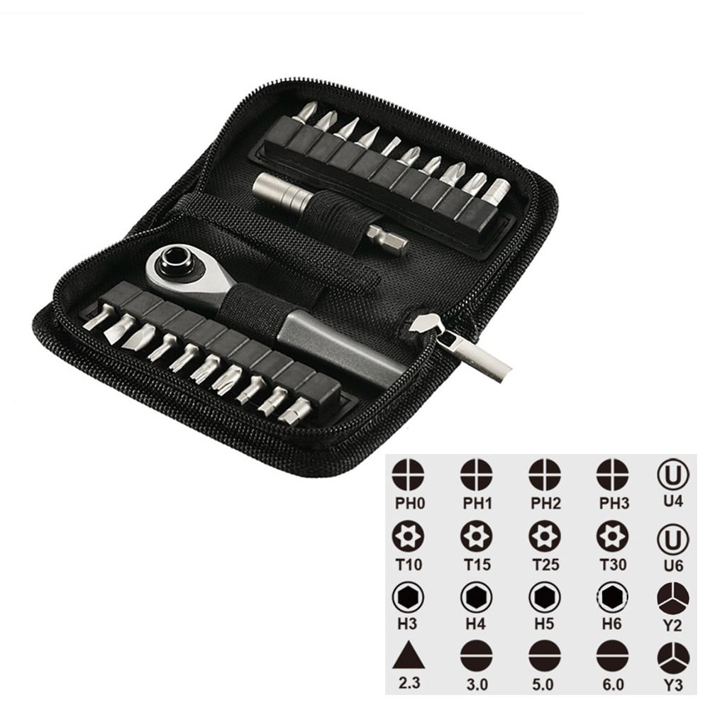 22-in-1 Ratchet Screwdriver Bit Set with Storage Bag for Home Garage Car repair - Walmart.com