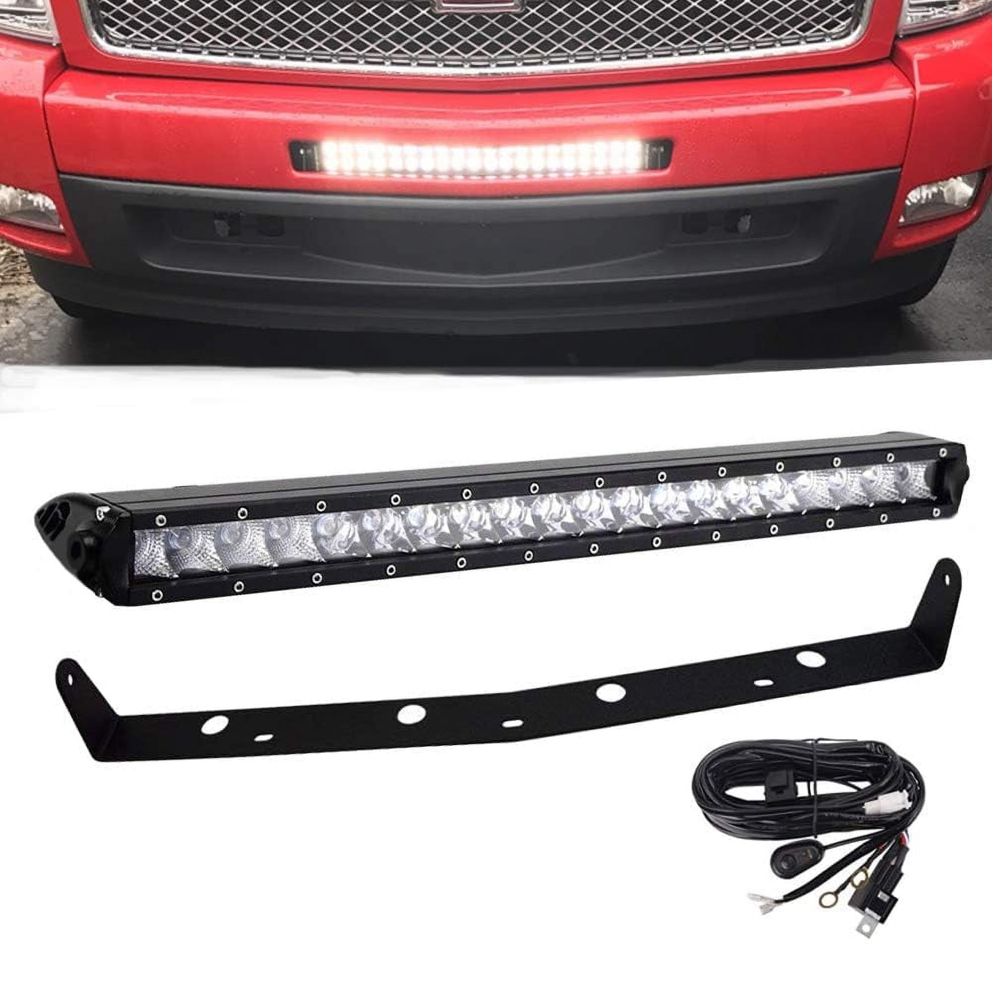 22 Inch 150W Straight Single Row LED Light Bar & Wiring Kit w/Front ...