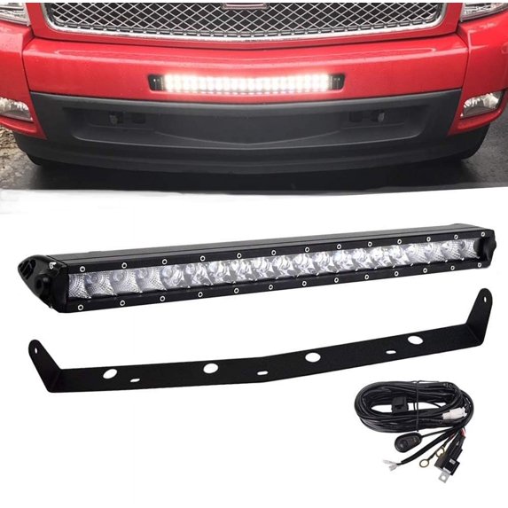 22 Inch 150W Straight Single Row LED Light Bar & Wiring Kit w/Front ...