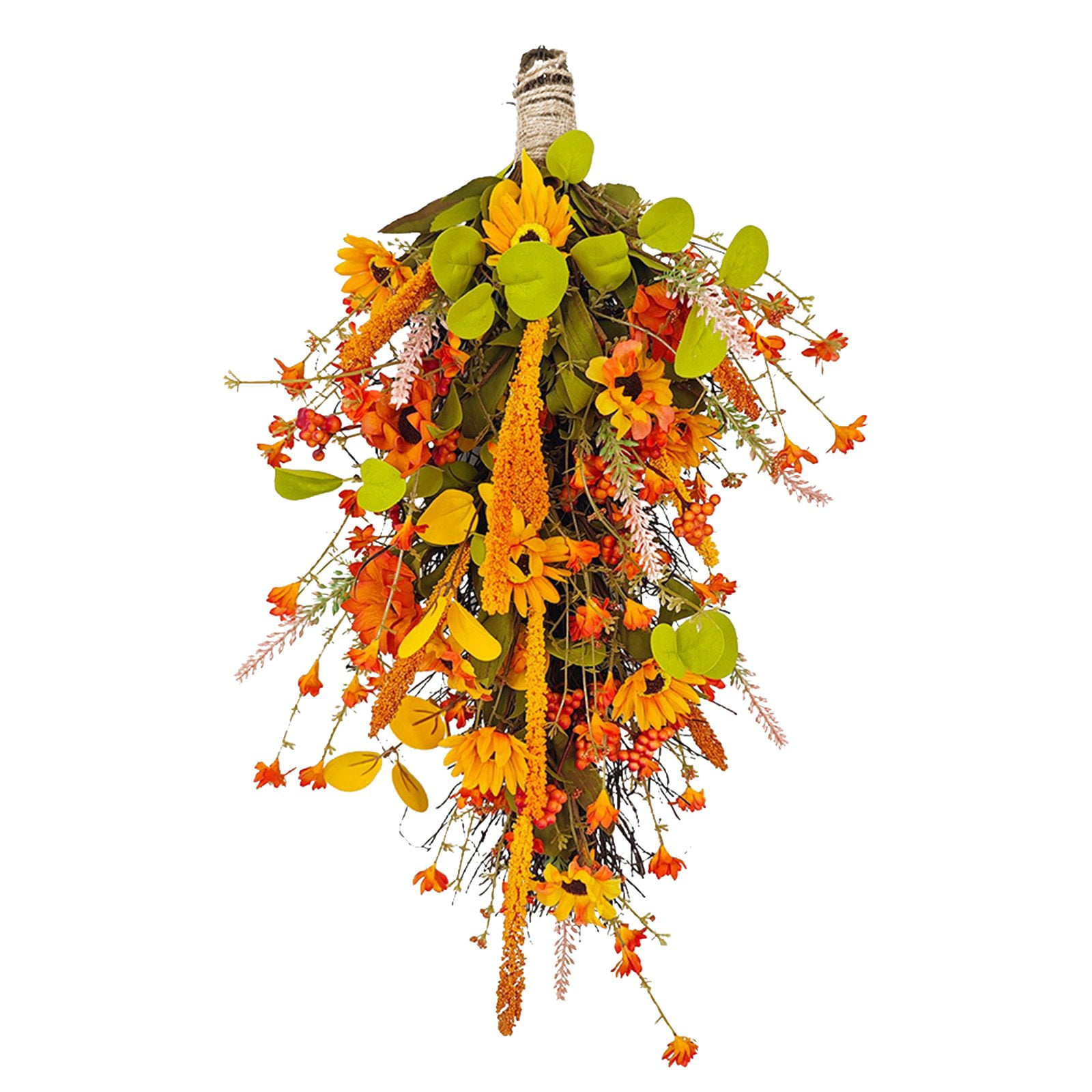 22 Inch Artificial Fall Teardrop Swag, Harvest Hanging Swag, Front Door ...