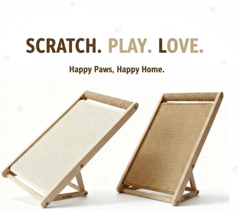 22-Inch Cat Scratching Pad with 100% Sisal, Triangle Design and Wooden ...