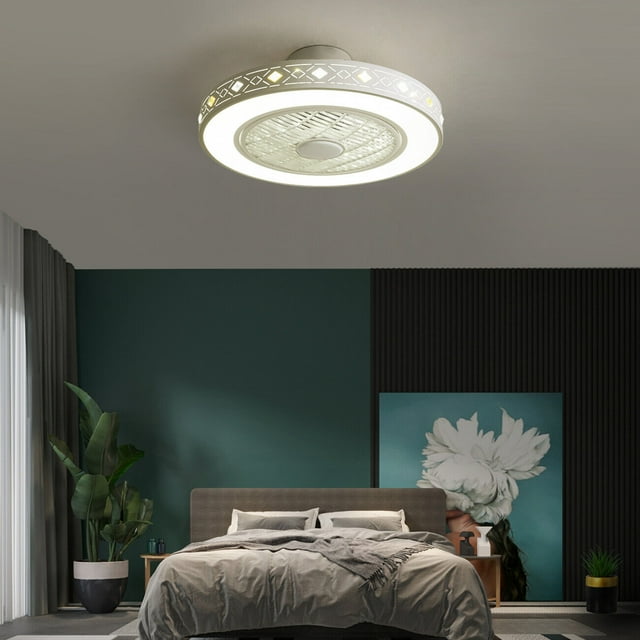 22 Inch Ceiling Fan with Light and Remote Control Modern LED Semi Flush ...