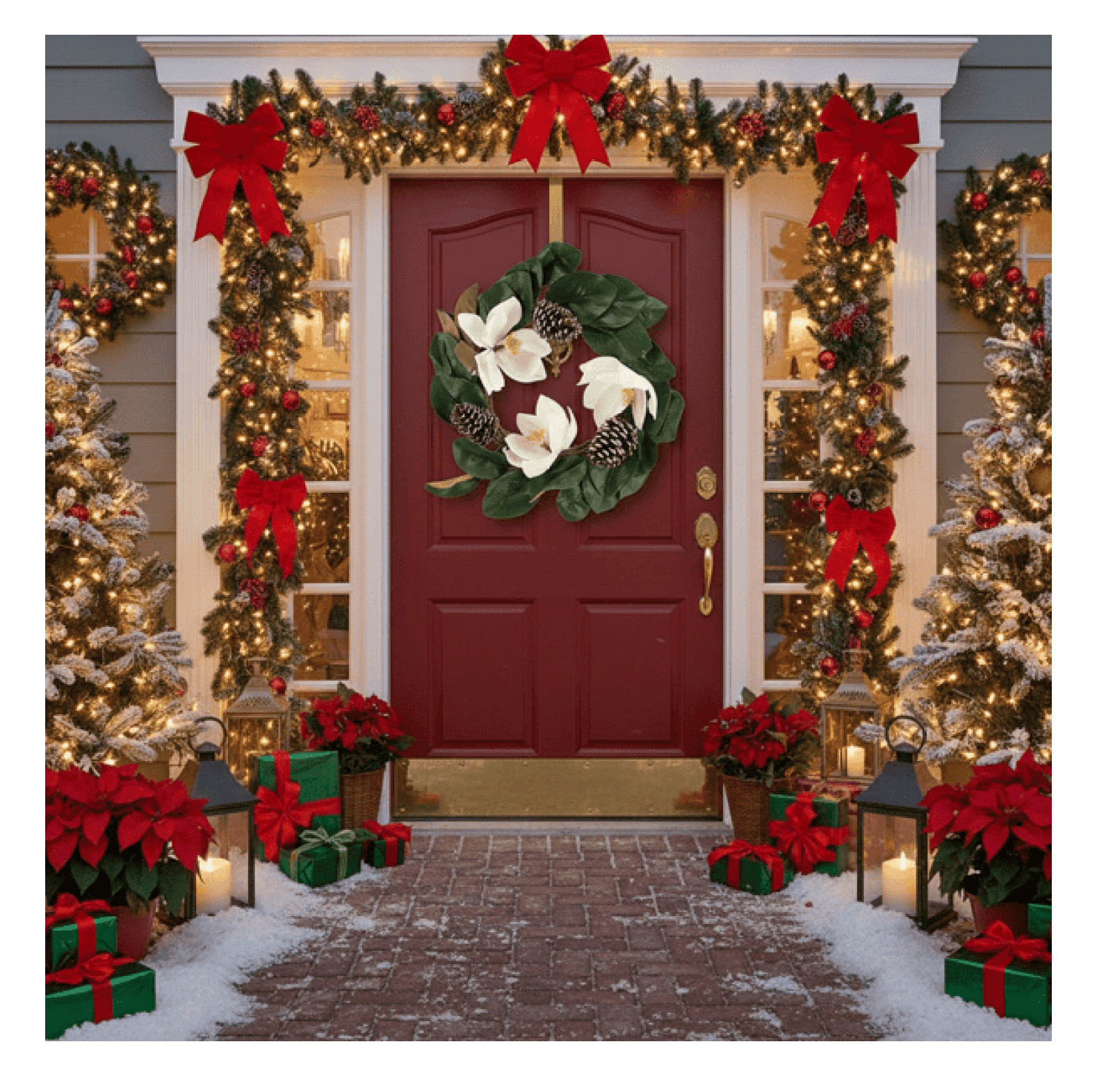 22 Inch Christmas Wreath Creamy White Magnolia – Elegant Holiday Door ...
