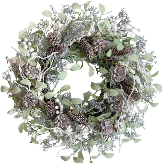 22 Inch Christmas Wreaths for Front Door - White Winter Wreath with ...
