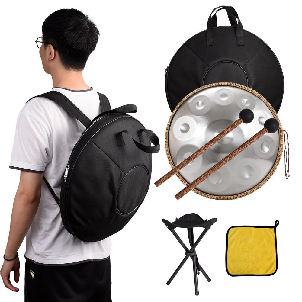 22-Inch D Minor Handpan Drum, 10-Note Steel Pan Instrument with Carry ...