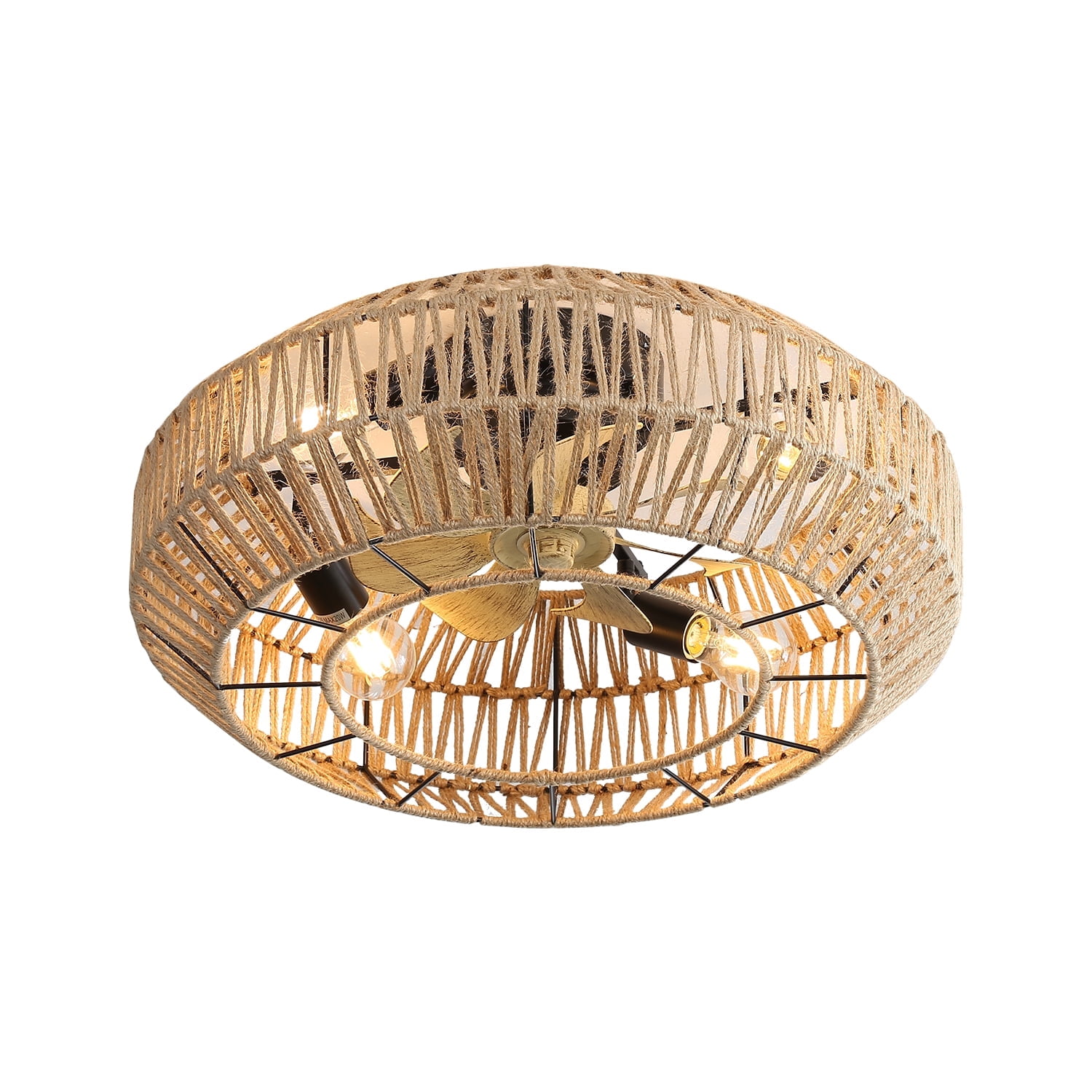 22 Inch Double-Sided Cage Embedded Ceiling Fan With Light And Remote ...