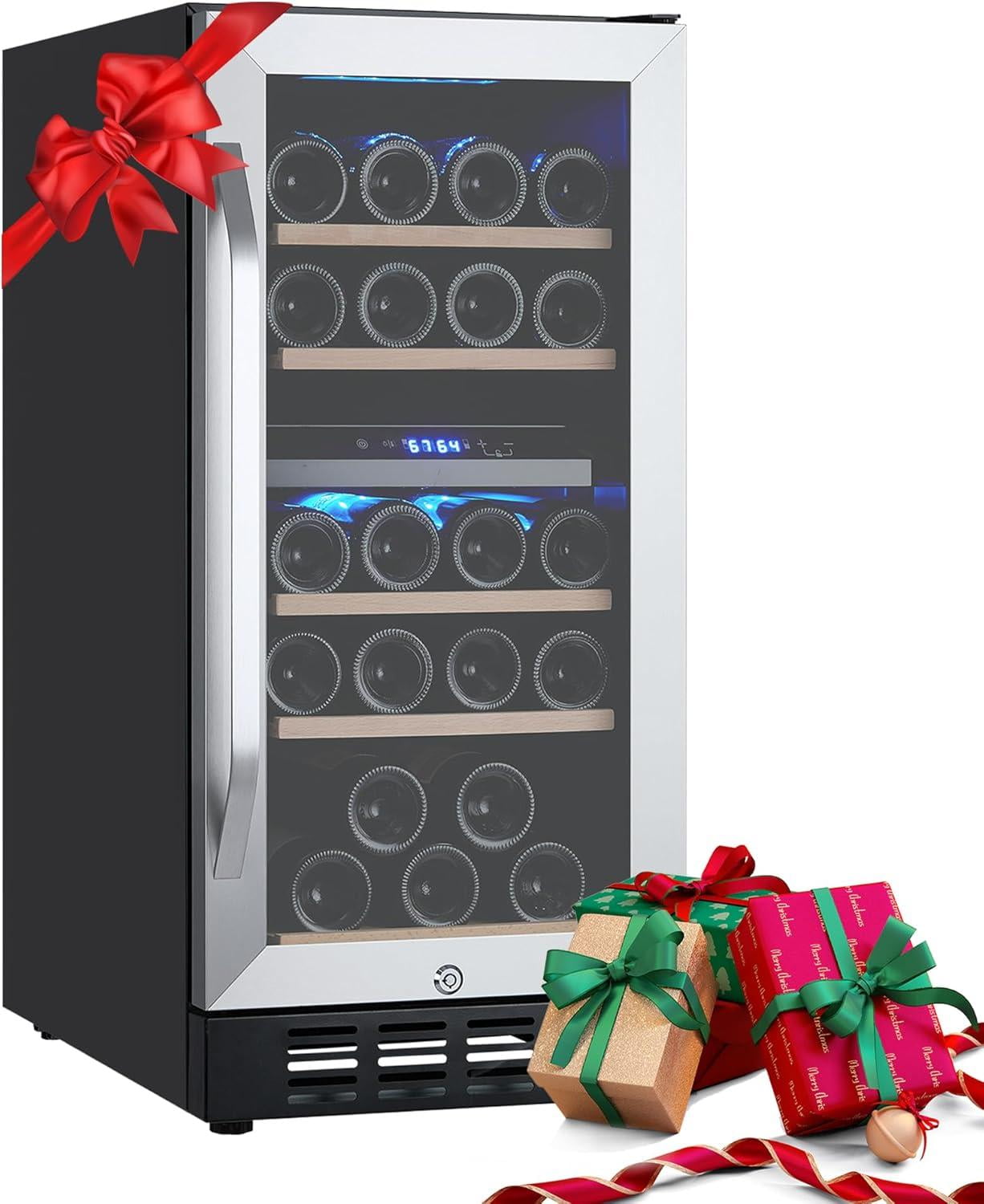 22 Inch Dual-Zone Wine Fridge - 26 Bottles, Built-In or Freestanding ...